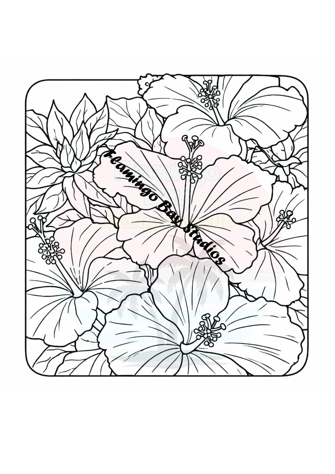 Tropical Flowers Colouring Page - Etsy