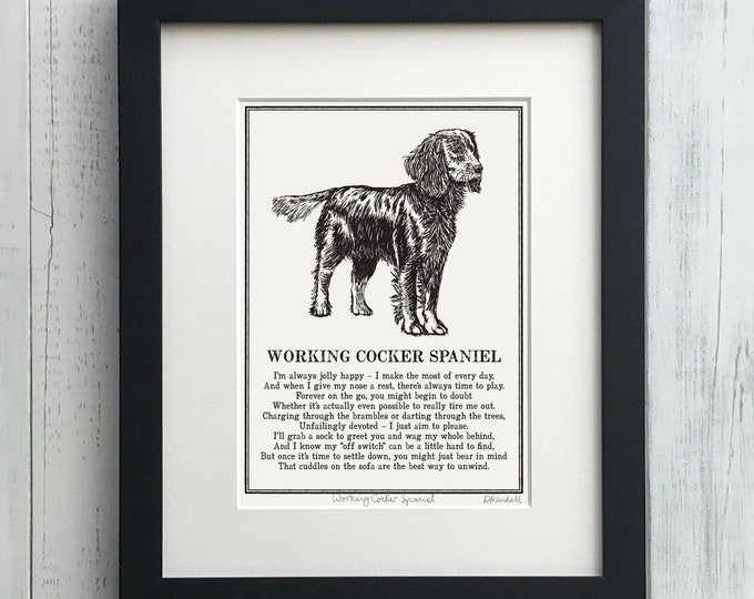 Working Cocker Spaniel Print: Personalised Illustrated Poem Art - Etsy UK