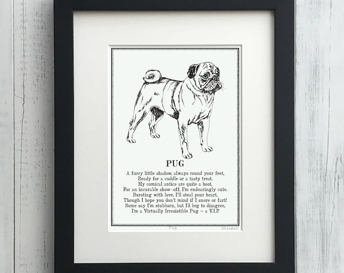 Pug Print: Personalised Illustrated Dog Art Poem - Etsy