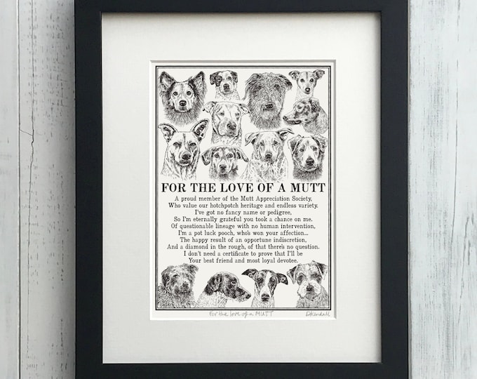 Mutt, Mongrel & Mixed Breed Dog Print Illustrated Poem - Etsy