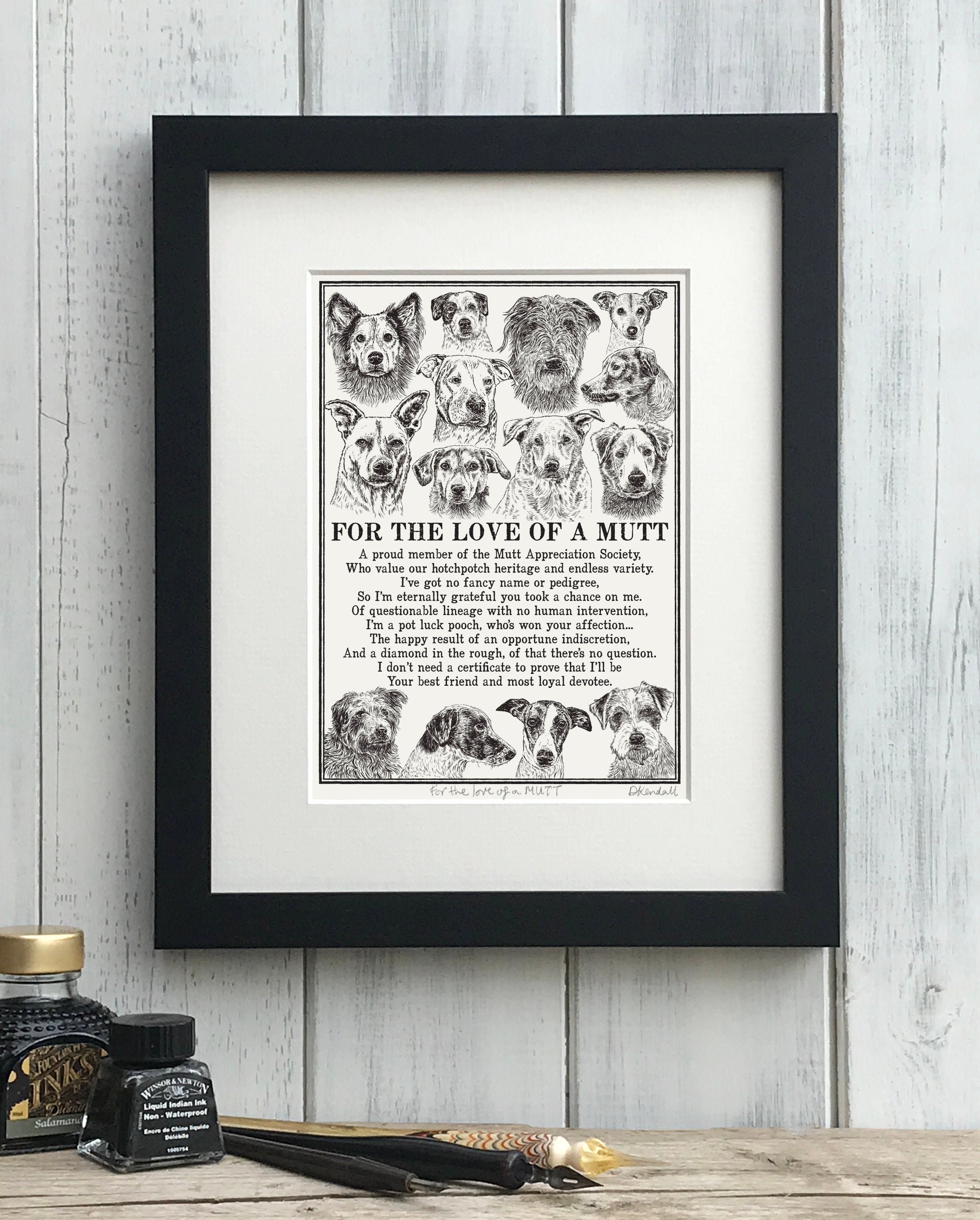 Mutt Mongrel & Mixed Breed Dog Print Illustrated Poem | Etsy