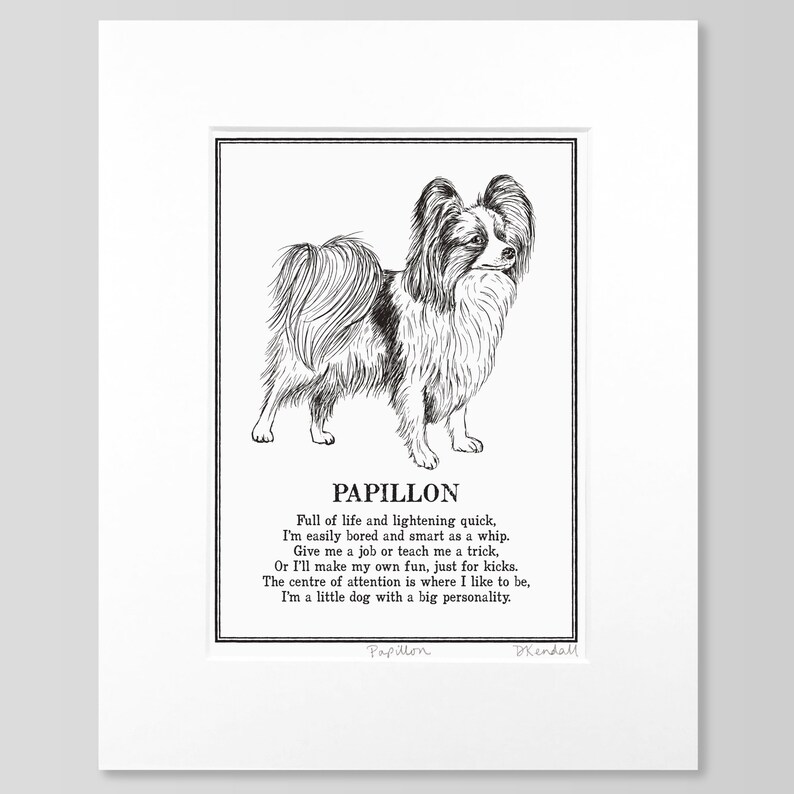 Papillon Print: Personalised Illustrated Dog Poem - Etsy