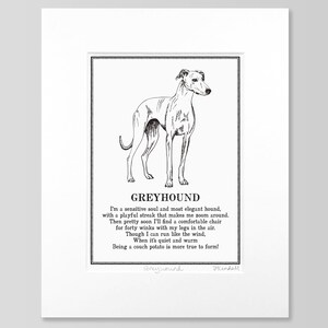 Greyhound Print Illustrated Poem, Dog Owner Gift, Personalised Dog ...