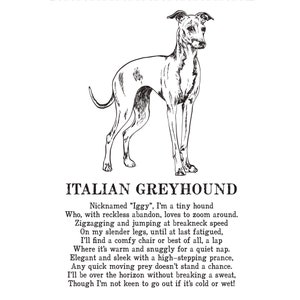 Italian Greyhound Print: Personalised Dog Illustration & Poem Art - Etsy