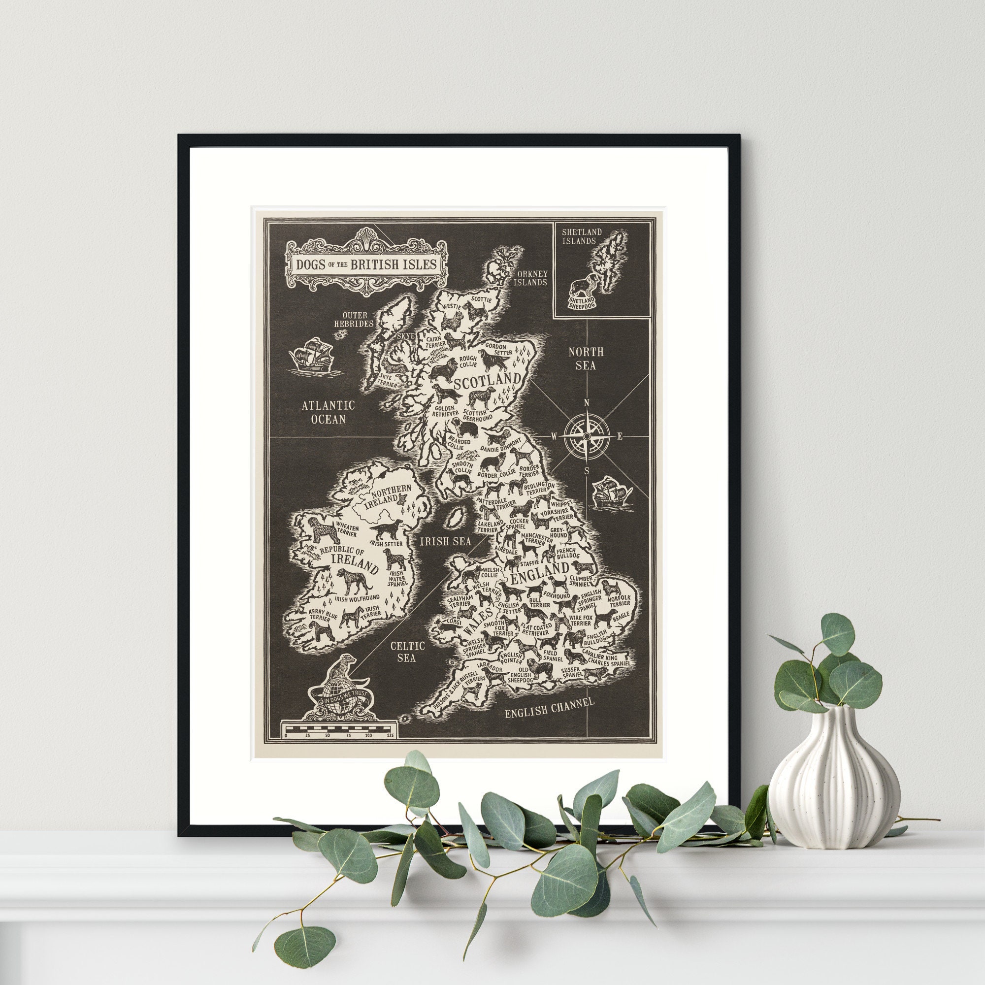 Dogs of the British Isles Map Vintage Style Print - Etsy UK