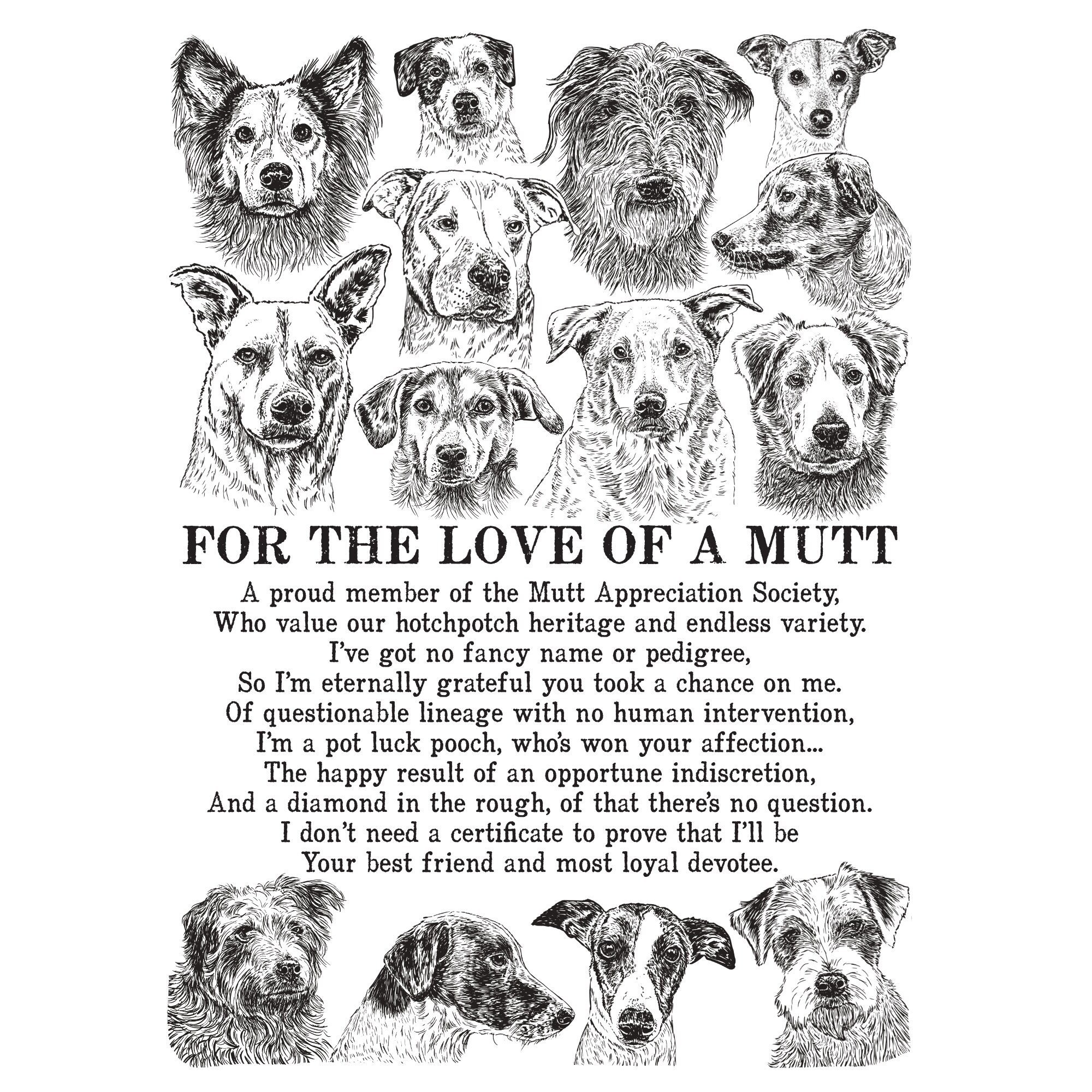 Mutt Mongrel & Mixed Breed Dog Print Illustrated Poem | Etsy