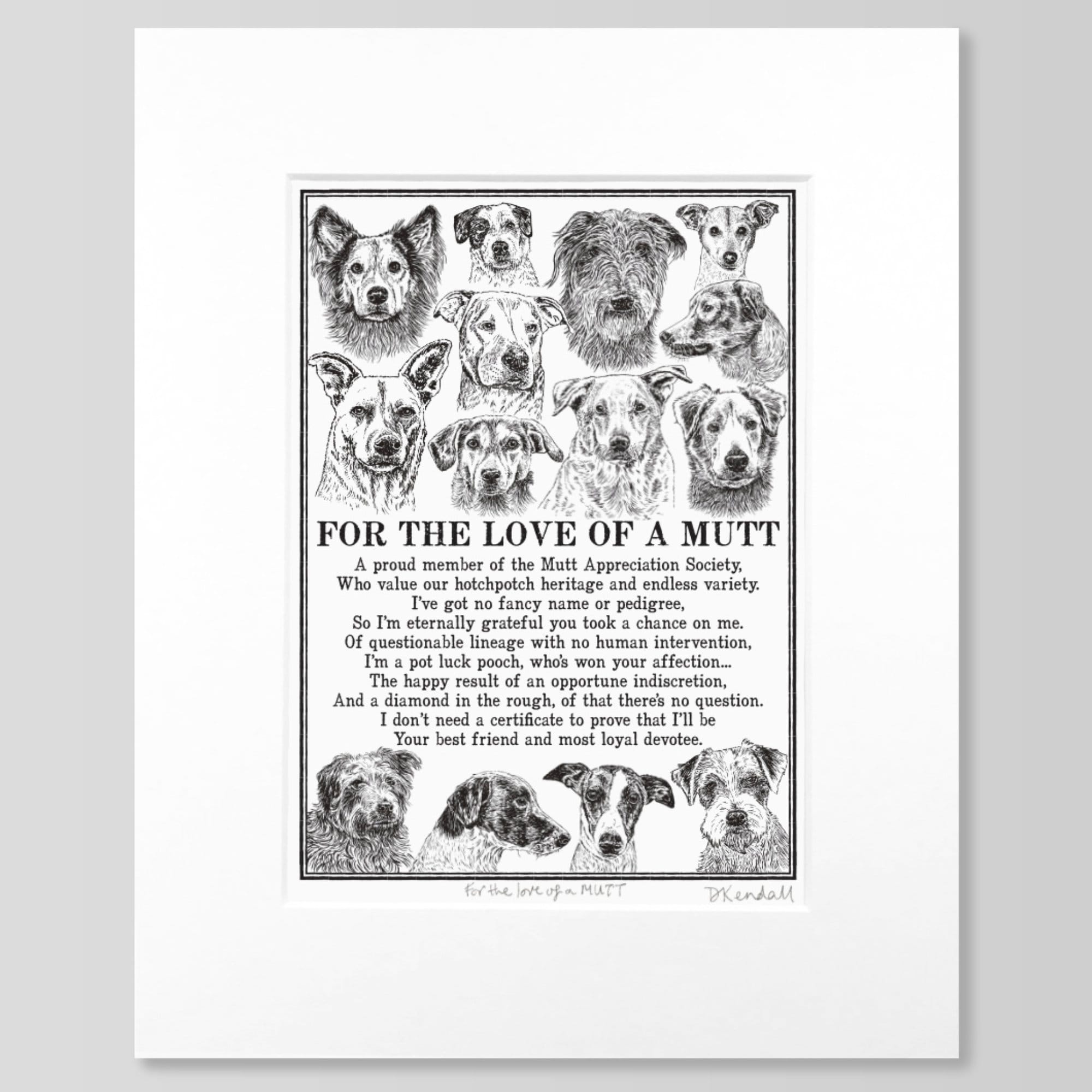 Mutt Mongrel & Mixed Breed Dog Print Illustrated Poem | Etsy