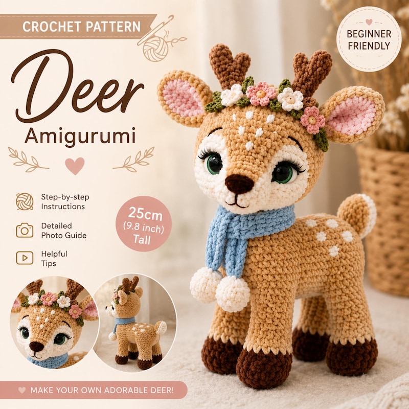 Flower Bambi Plush - Etsy UK