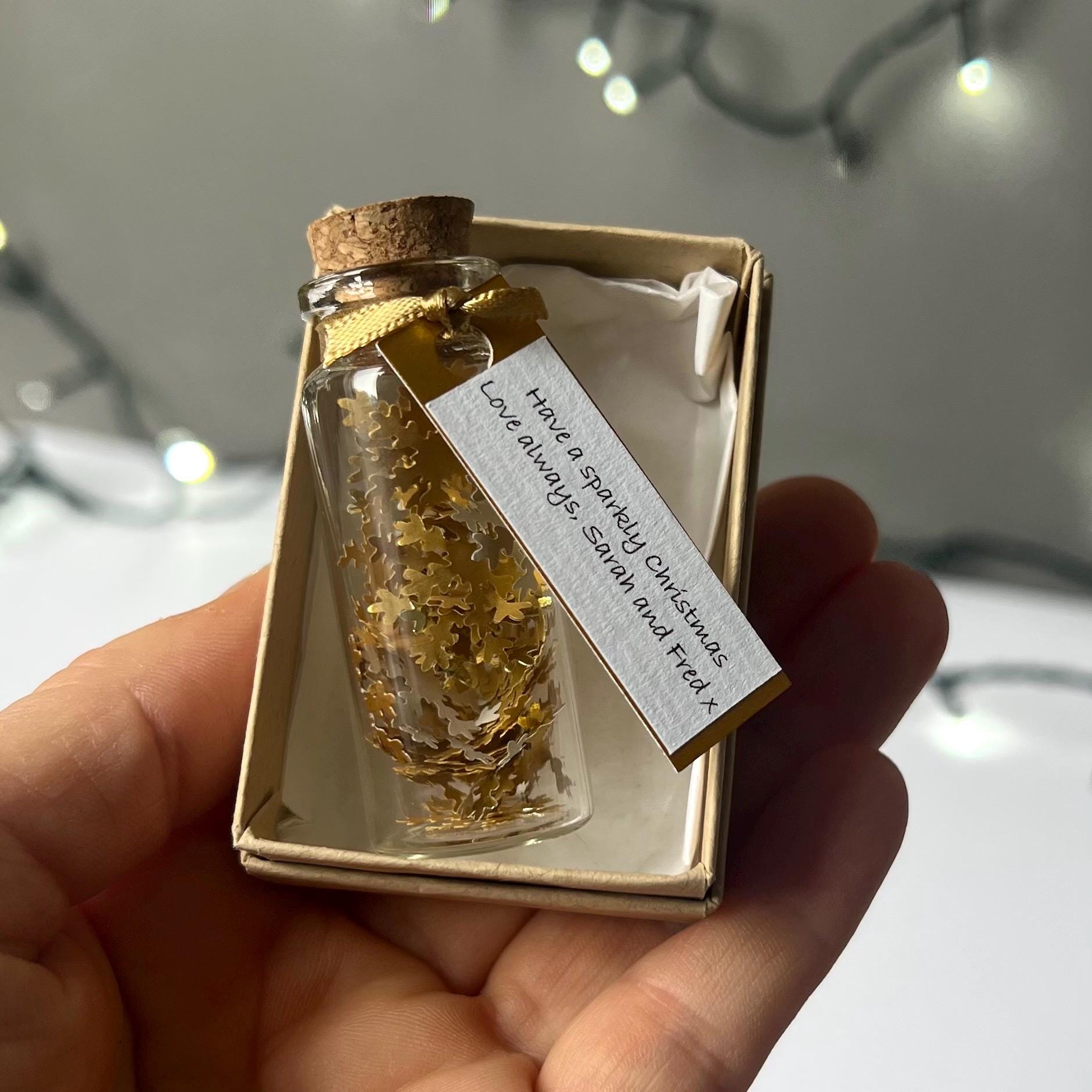 Personalised Gold Snowflakes in A Bottle Christmas Decoration Secret ...