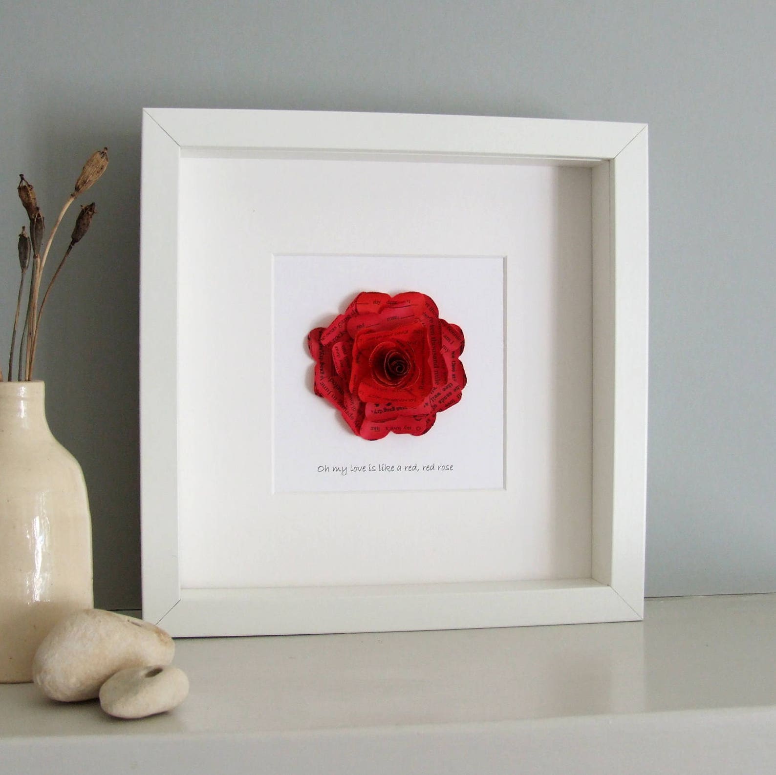 Red Rose Anniversary Gift Rose Personalized Wall Art - Etsy
