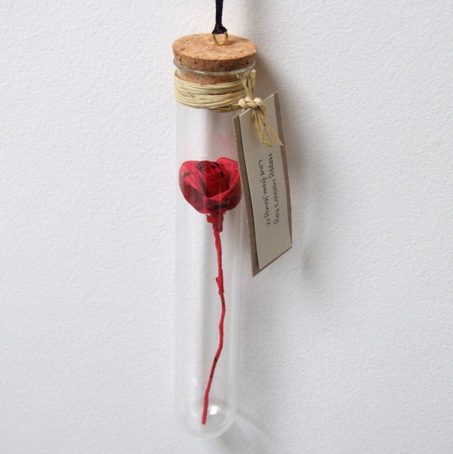Red Paper Rose in A Glass Vial Personalised Red Paper Rose - Etsy