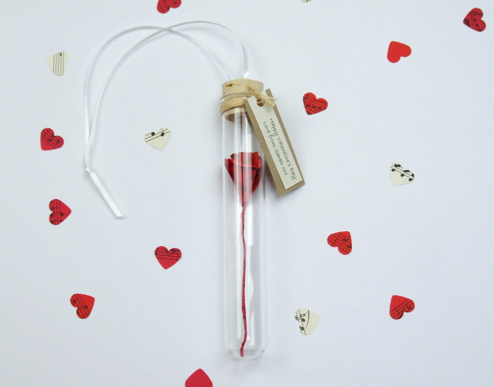 Red Paper Rose In A Glass Vial personalised red paper rose | Etsy