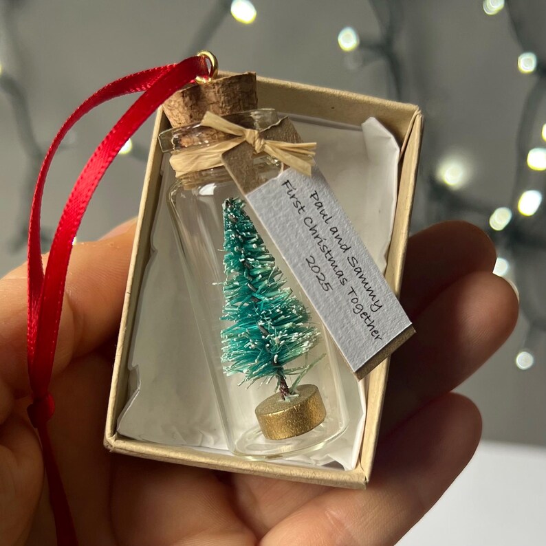 Mini Personalised Secret Santa Gift Christmas Tree in A Bottle ...