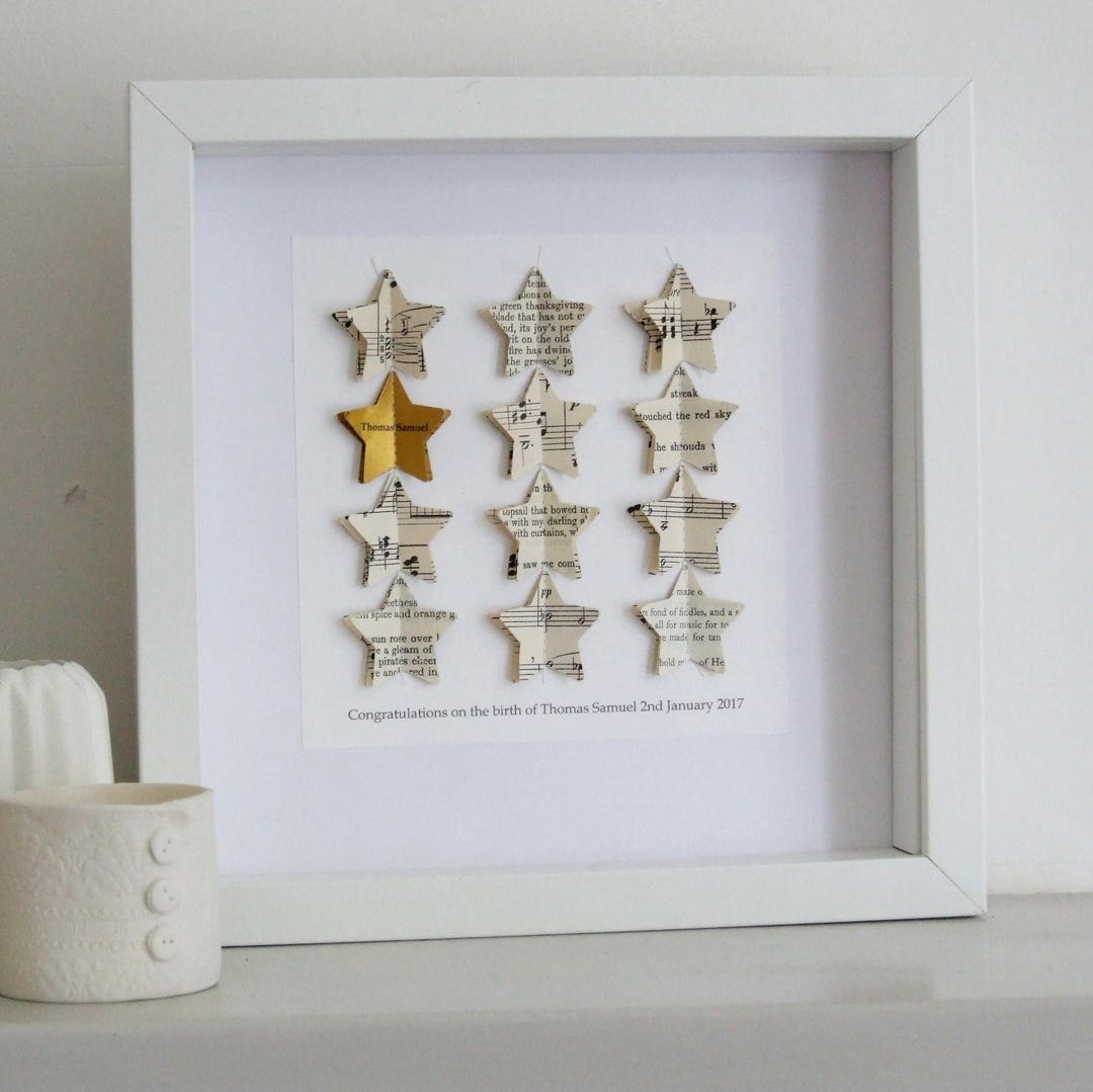 Gold Star Custom Artwork - Star Christening Personalized Gift - Star ...