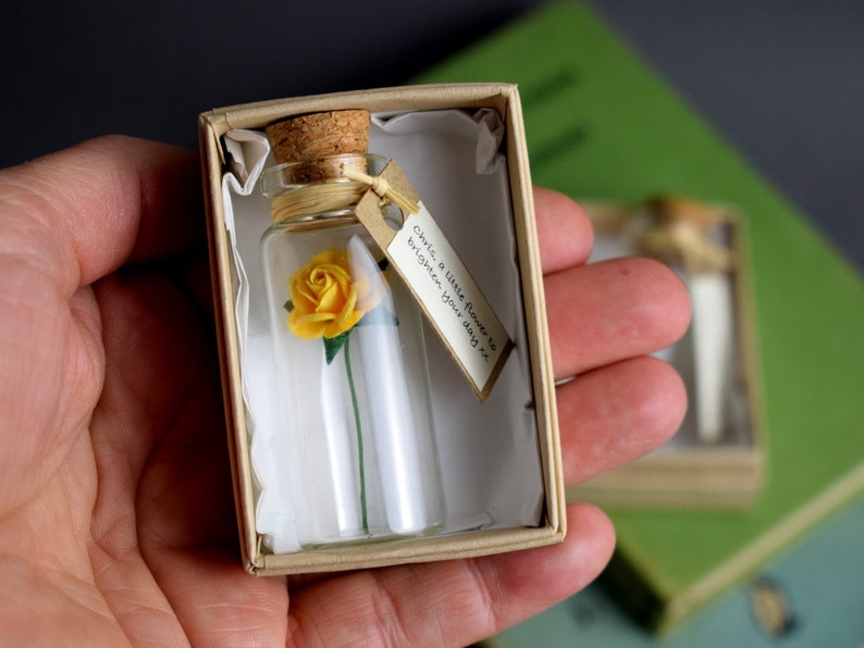 Tiny Paper Rose in A Bottle Personalised Keepsake - Etsy