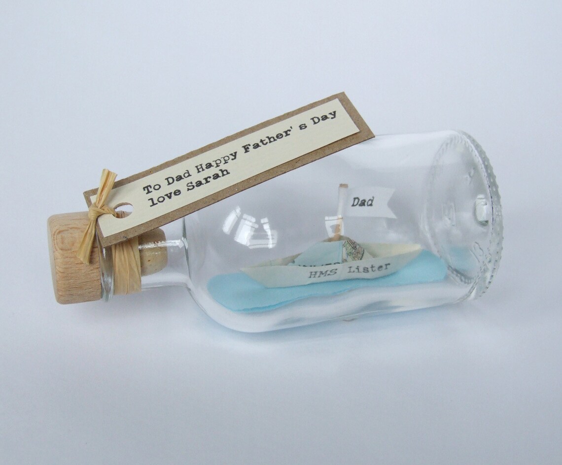Personalized Ship in Bottle - Christmas Travel Gift - Grandfather Gift ...