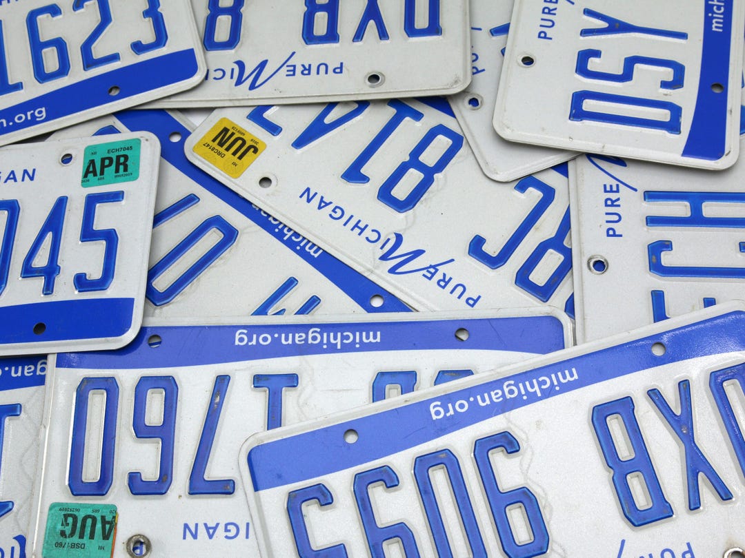 10 White and Blue Michigan License Plates - Free Shipping - Craft ...