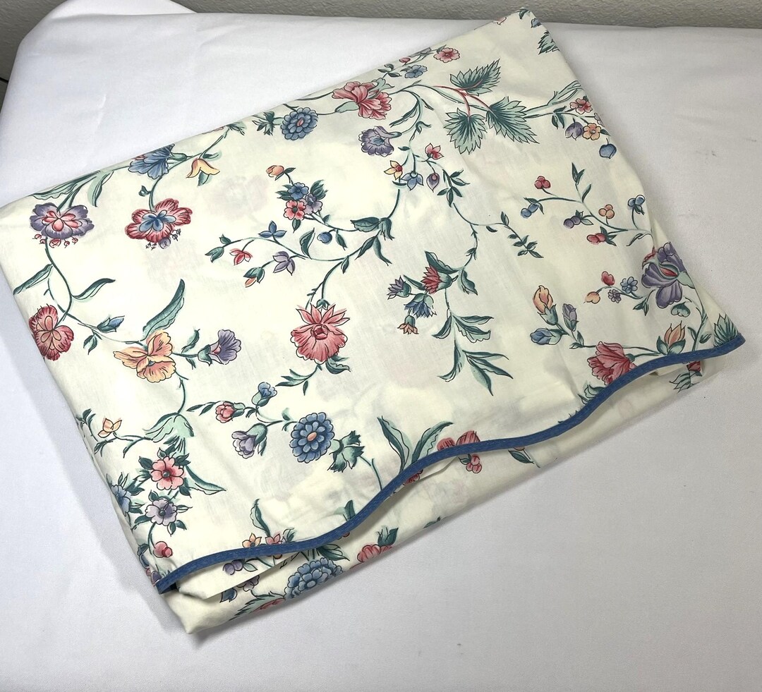 Vintage Laura Ashley Floral Twin Sheet 68 X 93 Scalloped Edge Cotton ...