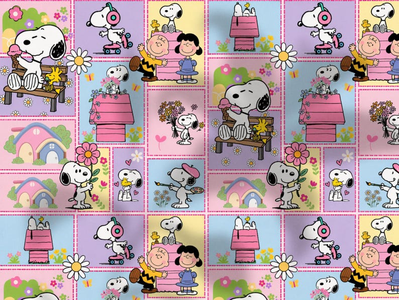 Patrón sin costuras del perro Snoopy Beagle – Diseño de patchwork ...