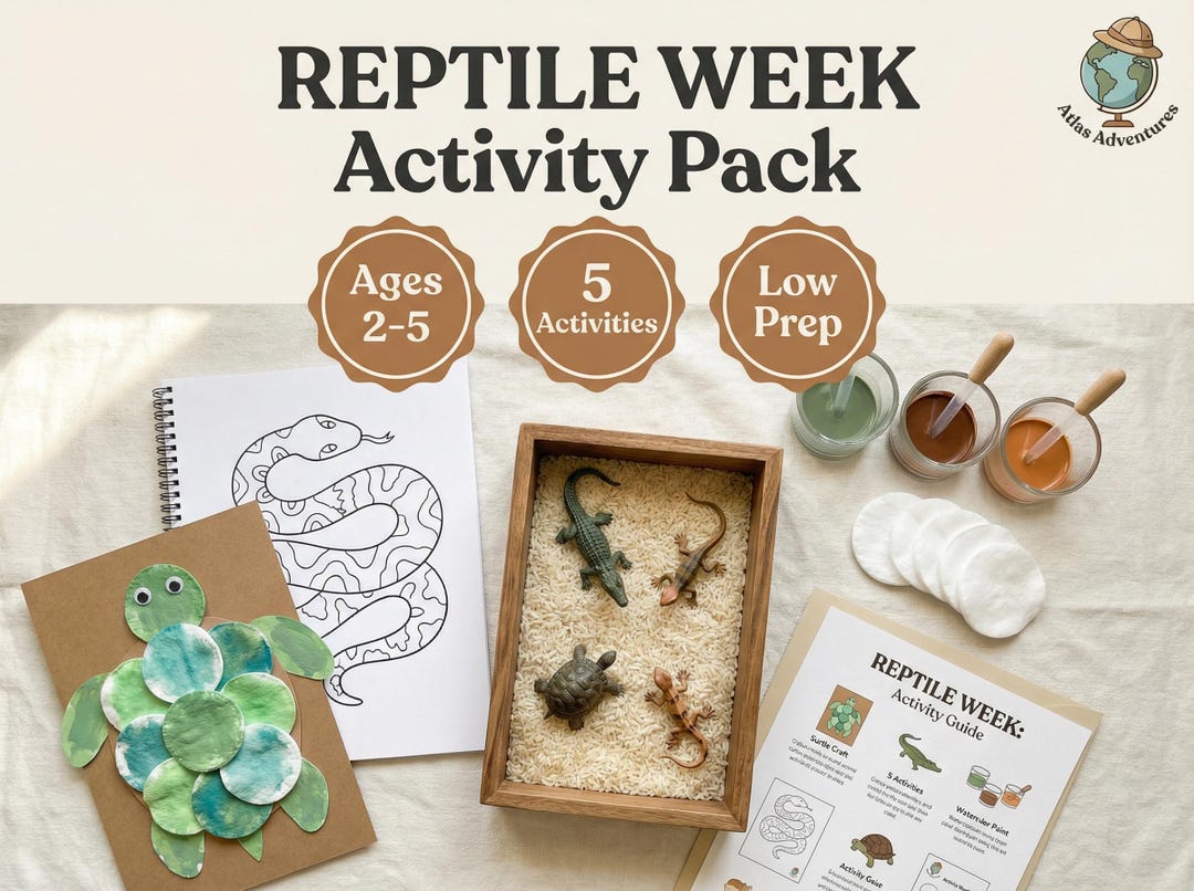 Reptile Activity Pack for Toddlers, Montessori Sensory Play, Crafts ...