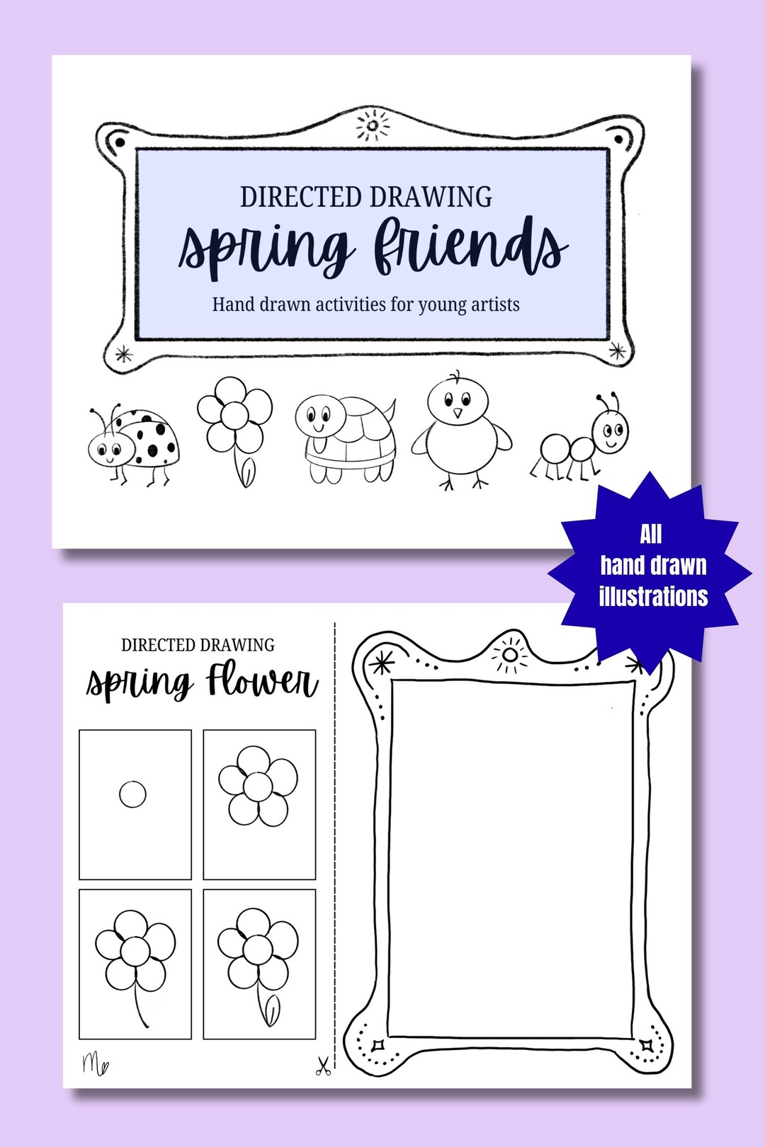 Spring Directed Drawing Preschool Activity | Hand-drawn Animals ...