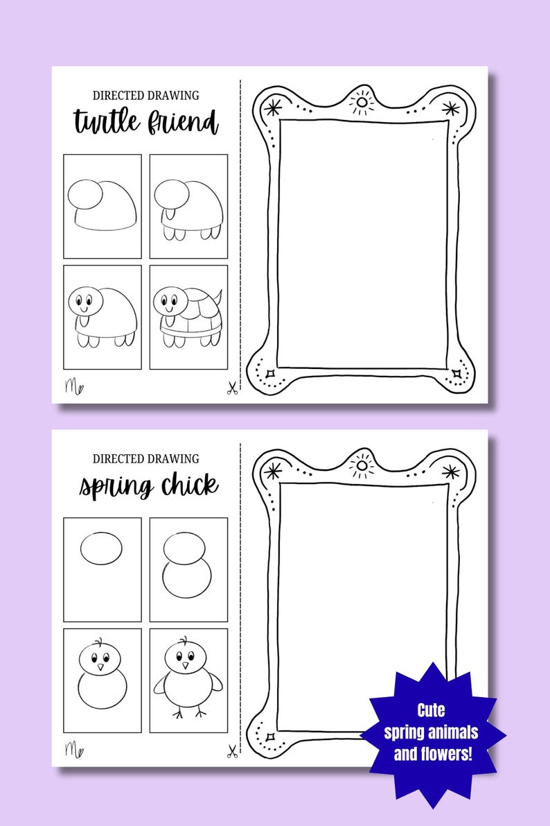 Spring Directed Drawing Preschool Activity | Hand-drawn Animals ...