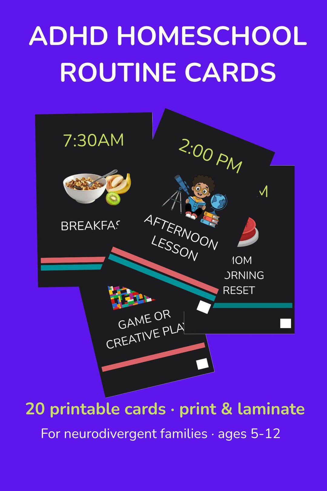 ADHD Homeschool Routine Cards | Printable Daily Schedule Cards ...