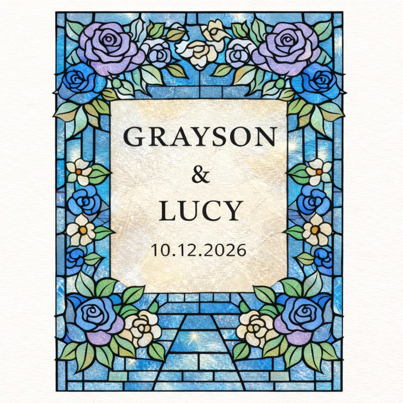 Stained Glass Wedding Welcome Sign Template, Editable Canva Design, DIY ...