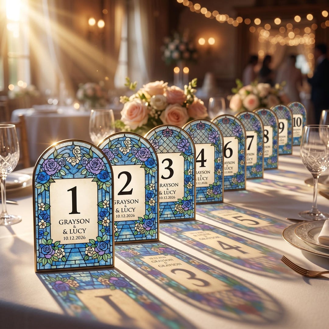 DIY Stained Glass Wedding Sign Template Printable, Glass Painting ...