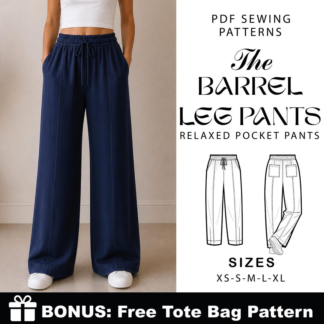 Wide Leg Pants Sewing Pattern, Relaxed Fit Trousers With Pockets ...