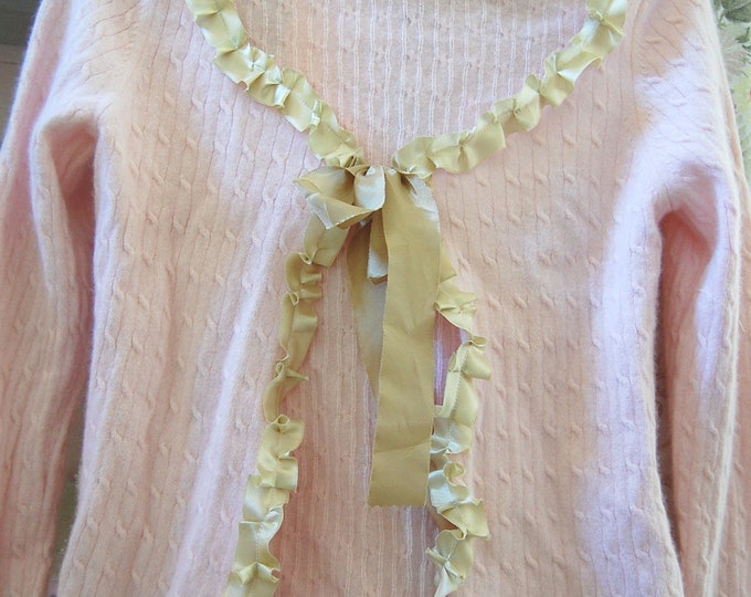 Upcycled Cashmere Sweater Women Clothing Cardigan Pink Small Shabby ...