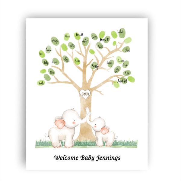 Baby Shower Tree Finger Print - Etsy