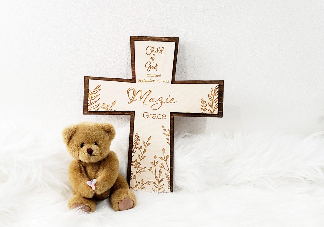 Personalized Engraved Wood Cross Baby Girl Baptism Christening Gift - Etsy