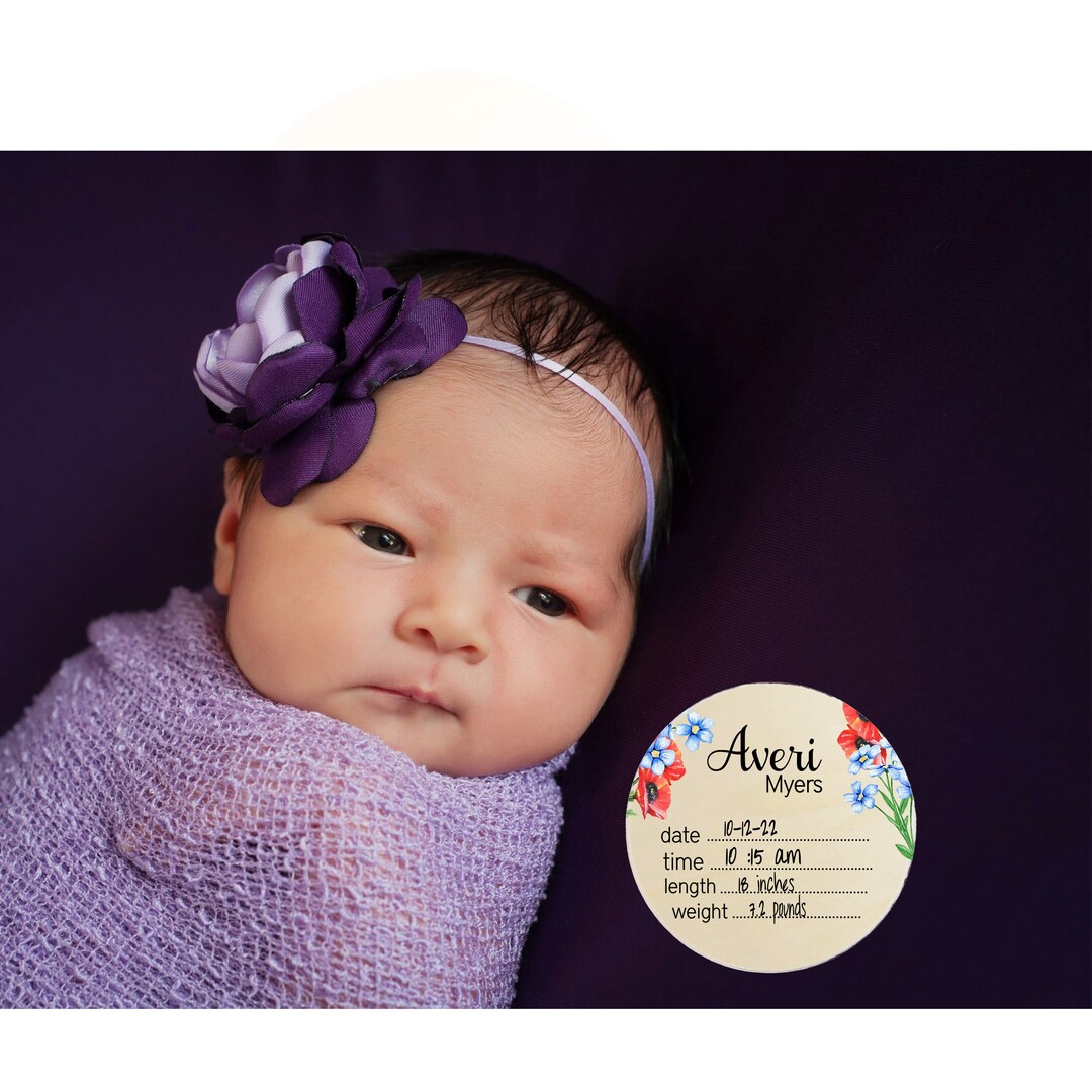 Baby Birth Announcement Sign for Girl, Girly Newborn Name Sign Hospital ...