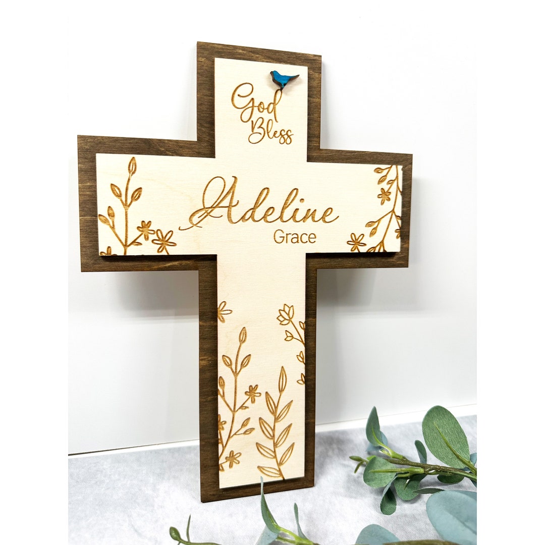 Personalized Engraved Cross Baby Girl or Boy Gift Bird - Etsy
