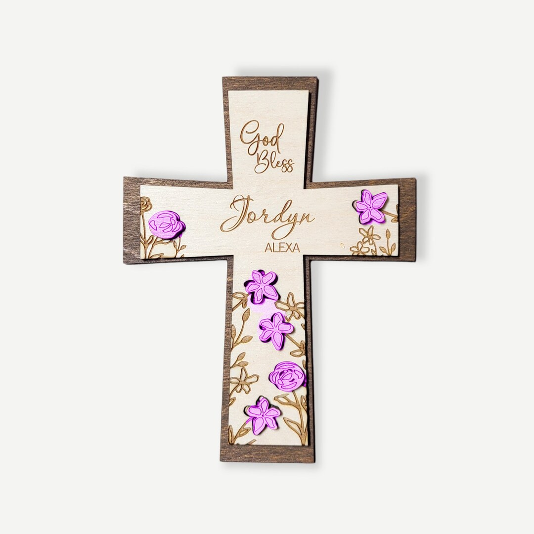 Custom Baby Girl Personalized Cross Baby Girl Baptism Christening Gift ...