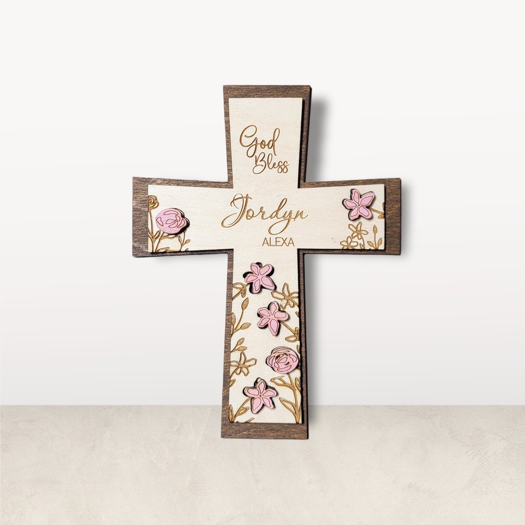 Personalized Cross Baby Girl Baptism Christening Gift - Etsy