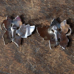 Vintage Sterling Silver Screw Back Earrings Large Stamped Leaf Spring ...