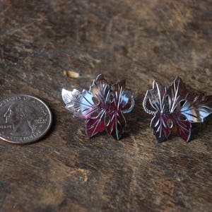 Vintage Sterling Silver Screw Back Earrings Large Stamped Leaf Spring ...