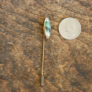 Vintage Art Deco Stick Pin Brooch Brass Green Art Glass Cabochon 1920's ...