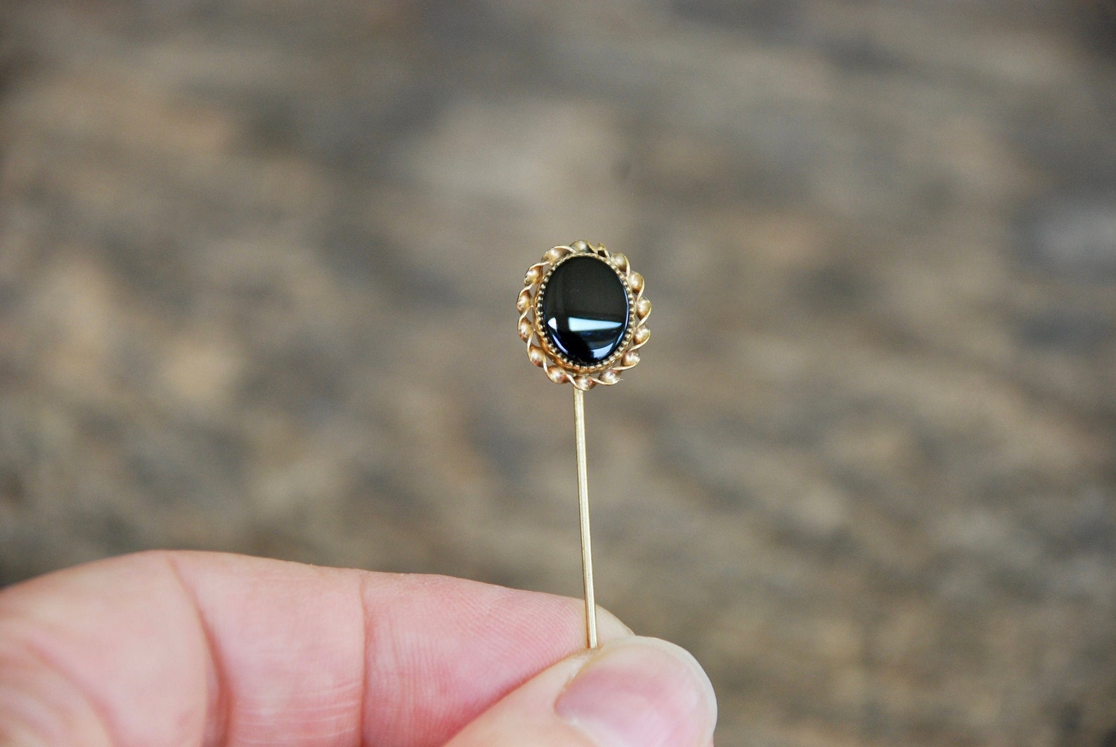 Vintage Black Onyx Stick Pin Brooch Gold Filled Late Art Deco - Etsy