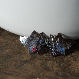 Vintage Sterling Silver Screw Back Earrings Large Stamped Leaf Spring ...