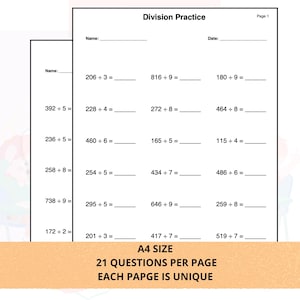 Long Division Worksheets 3-digit by 1-digit | 200 Practice Pages (PDF ...