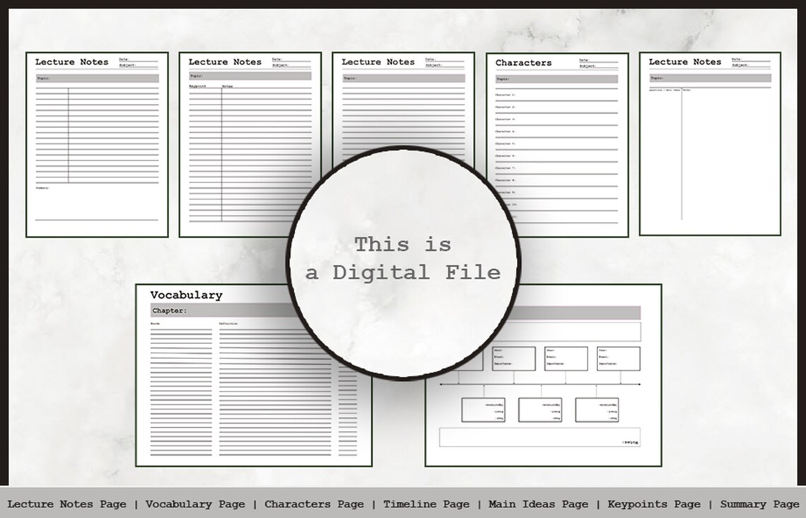DIGITAL PDF - Note Taking Page Template | Digital Notes Template ...