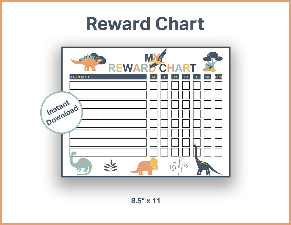 Dinosaur Reward Chart | Printable Sticker Chart | Kids Chart| Dino ...