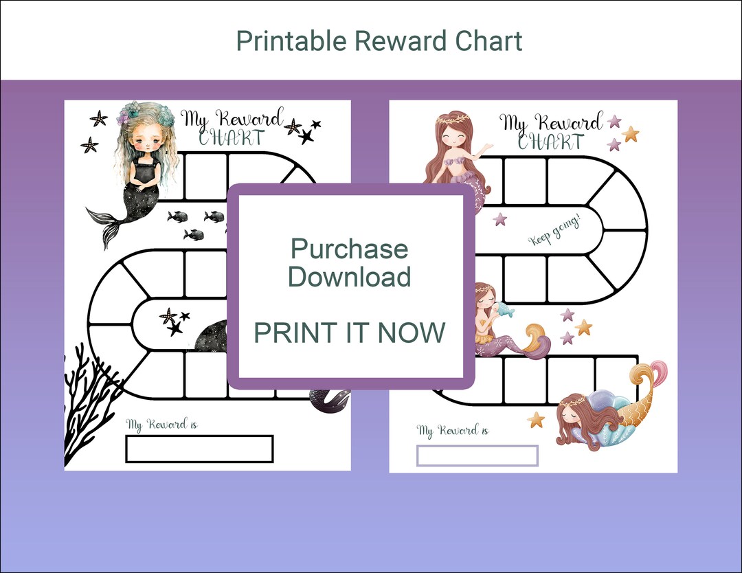 Mermaid Theme Digital Reward Chart Daily Chore Chart Girl Chore Chart ...
