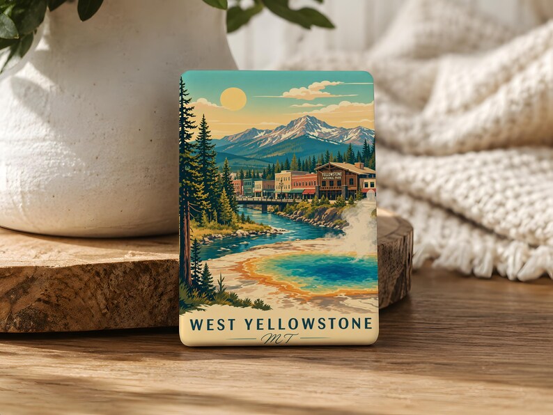 West Yellowstone MT Fridge Magnet, Montana Travel Souvenir, Yellowstone ...