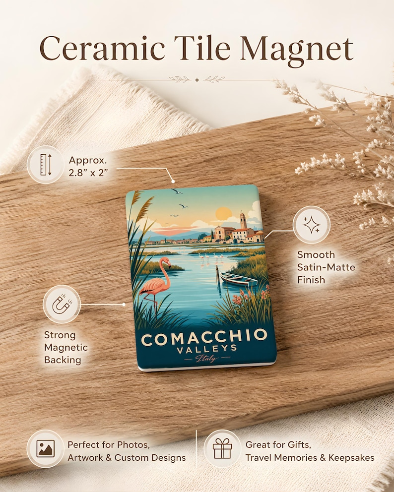 Comacchio Valleys Fridge Magnet, Italy Wetlands Landscape Souvenir ...