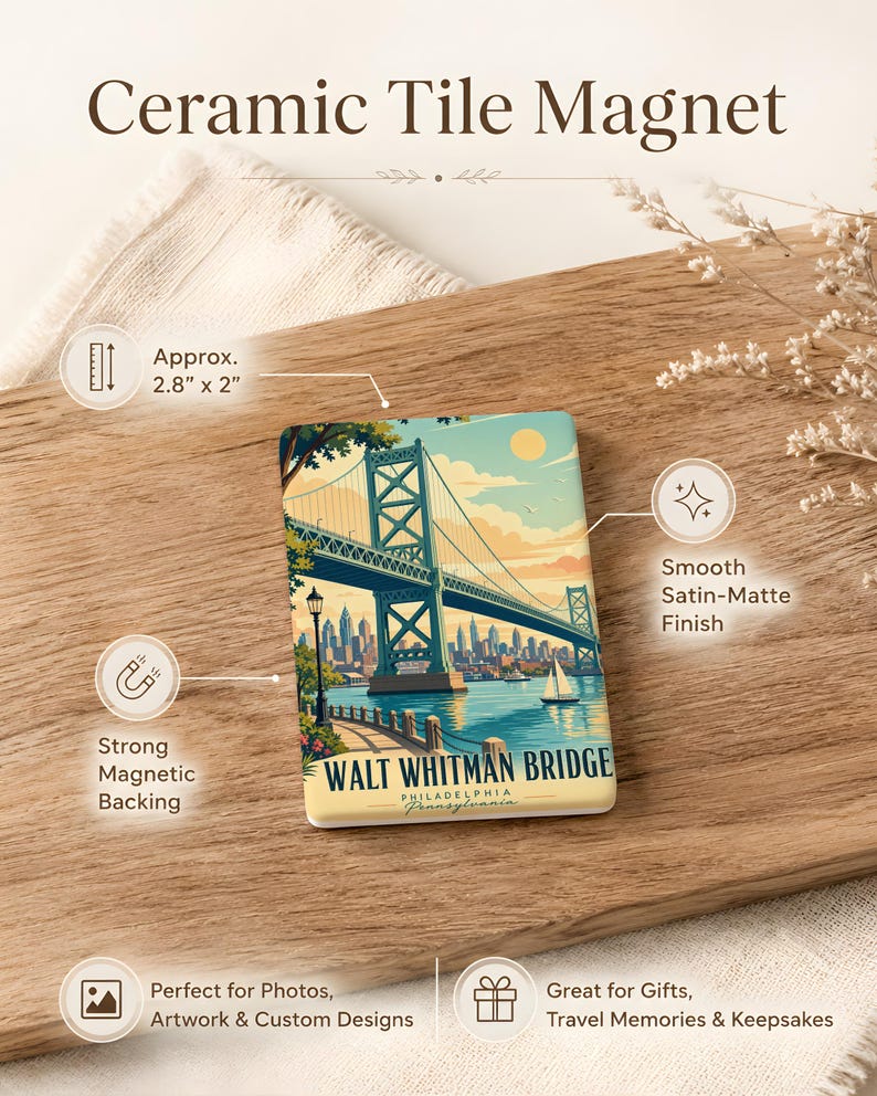 Walt Whitman Bridge Fridge Magnet Philadelphia Delaware River Crossing ...