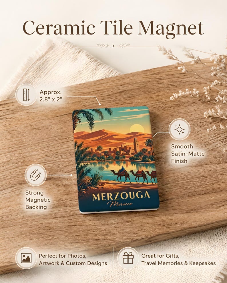 Merzouga Morocco Fridge Magnet, Sahara Desert Dunes Souvenir, Erg ...